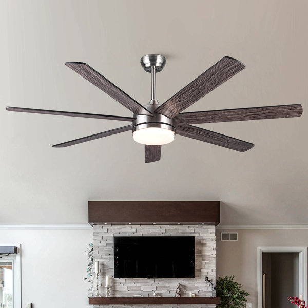 Ebern Designs Integrated Led Matte Black Large Smart Ceiling Fan With Remote Control | Wayfair